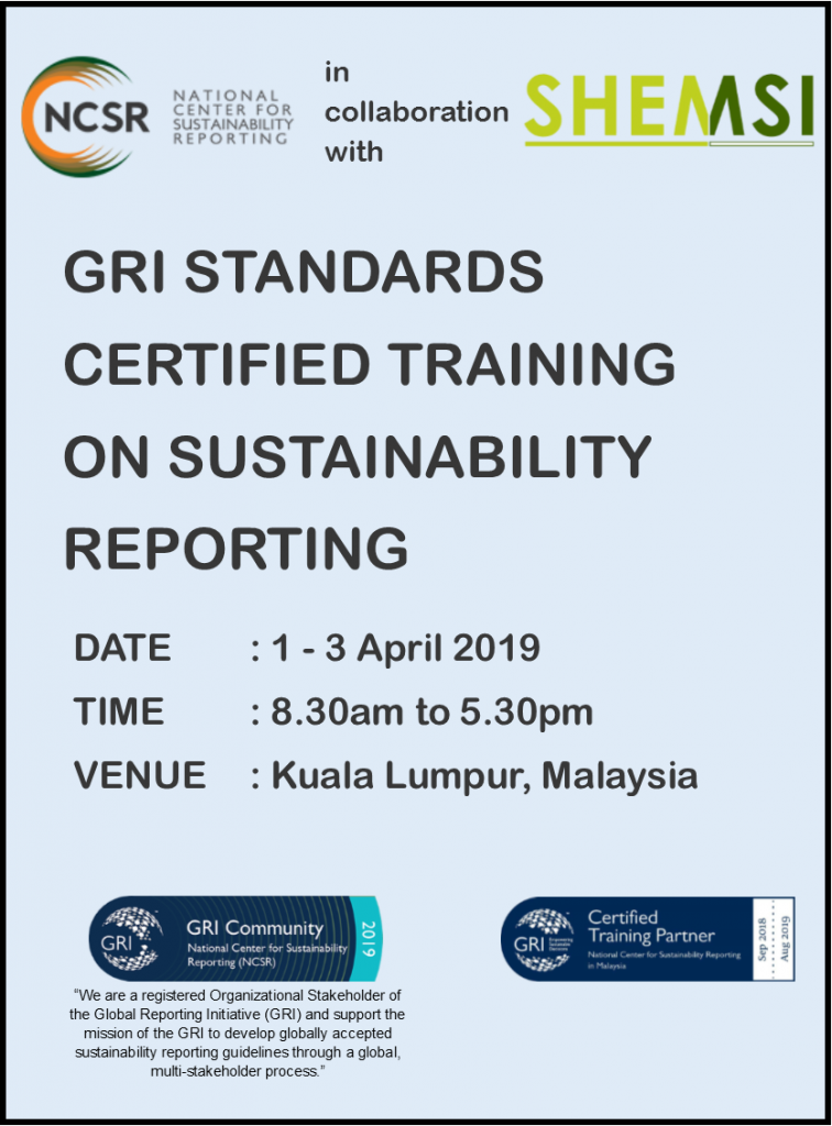GRI Standards Certified Training on Sustainability Reporting in April