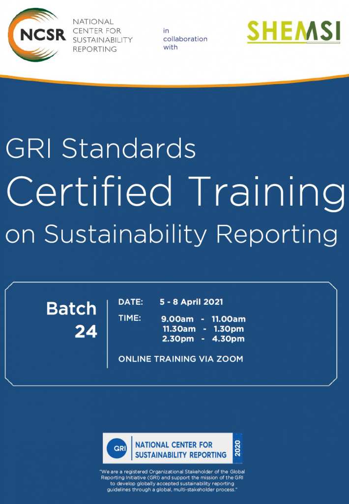 GRI Standards Certified Training, 5 - 8 April 2021 @ Malaysia