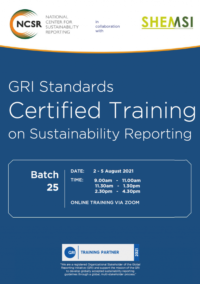 GRI Standards Certified Training, 2 - 5 August 2021 @ Malaysia